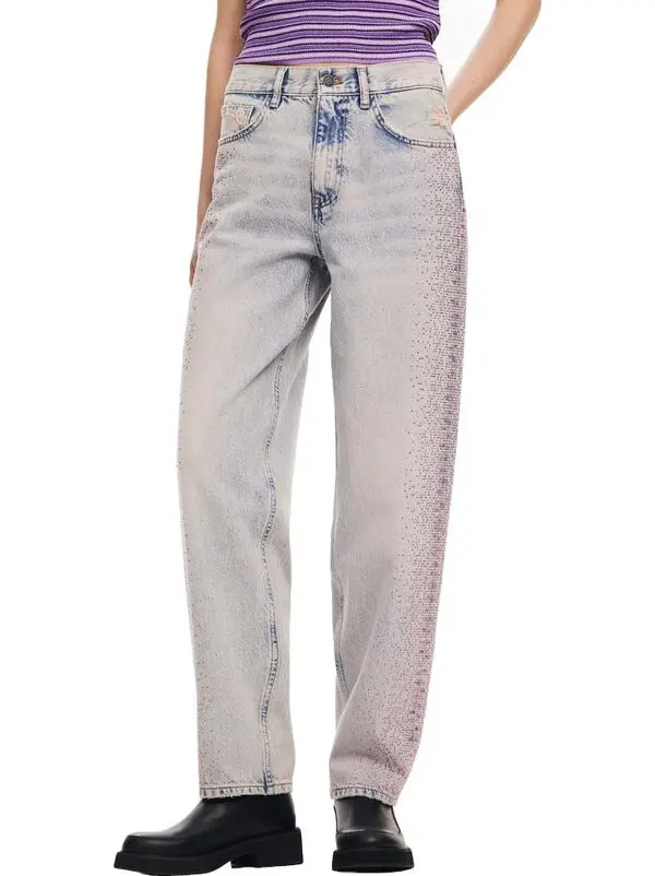 Desigual Cara Rhinestone Straight-leg Jeans - Blue
