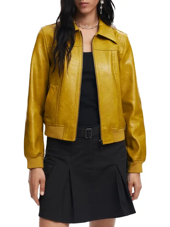 Desigual Helsinki Faux Leather Jacket - Yellow