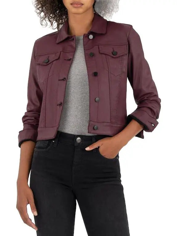 Kut From The Kloth Coated Denim Trucker Jacket - Blackberry