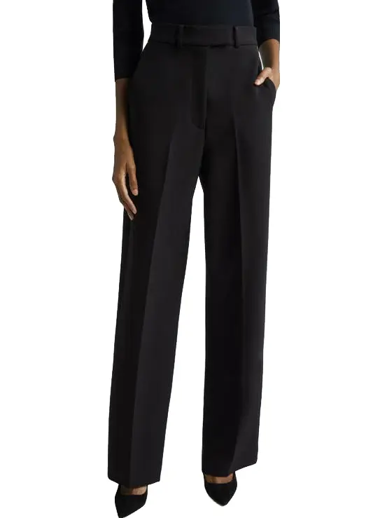 St. John Stretch Cady Straight-leg Pants - Black