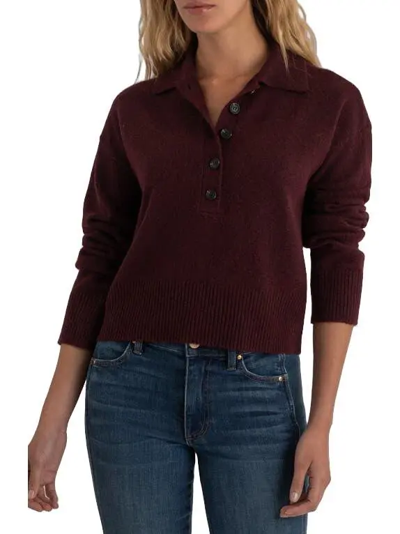 Kut From The Kloth Boxy Half Button Sweater - Raisin