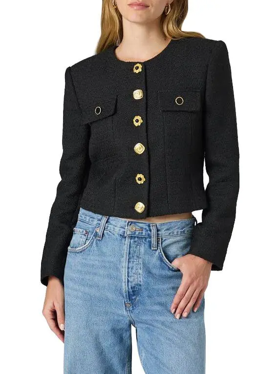 French Connection Tweed Jacket With Button Details - 01-black