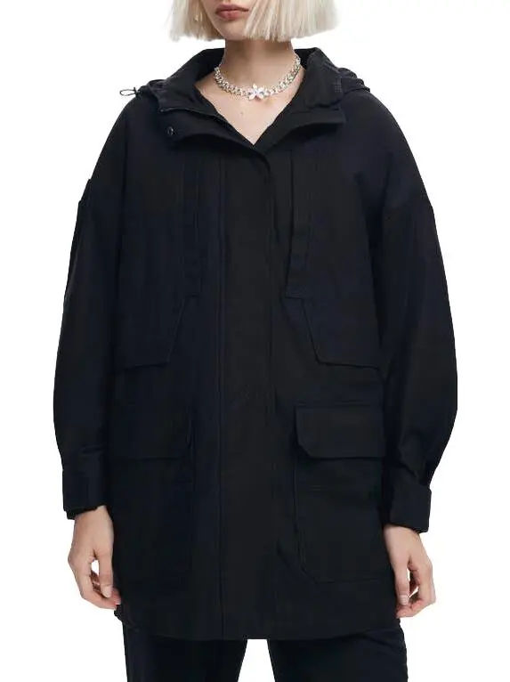 Desigual Floral Padded Coat - Black