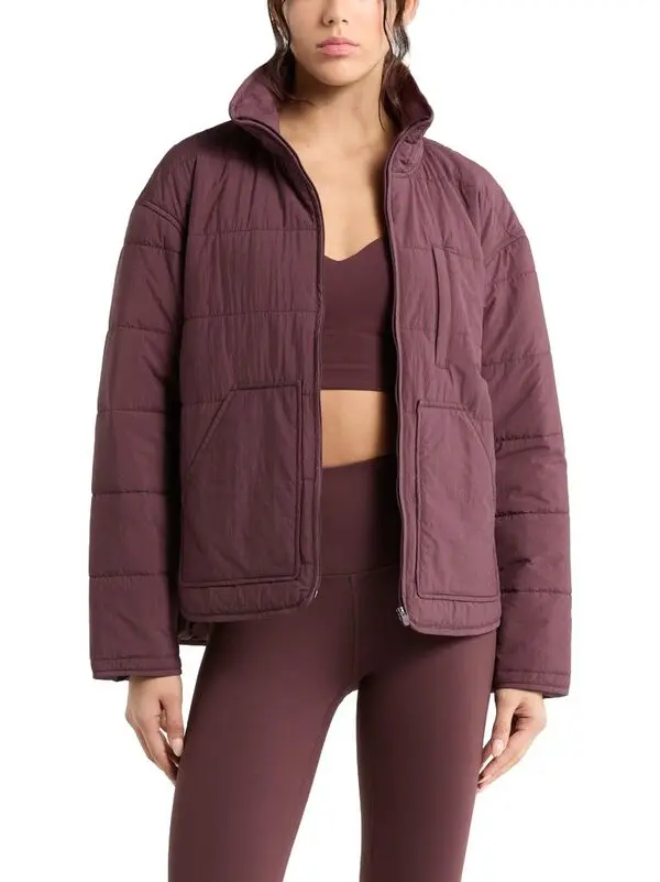 Zella Quilted Packable Jacket - Burgundy Fudge
