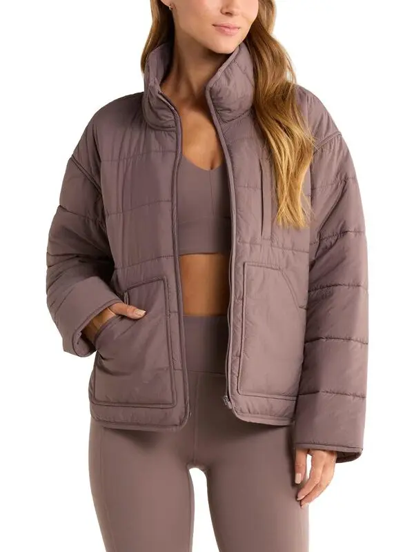 Zella Quilted Packable Jacket - Grey Plum