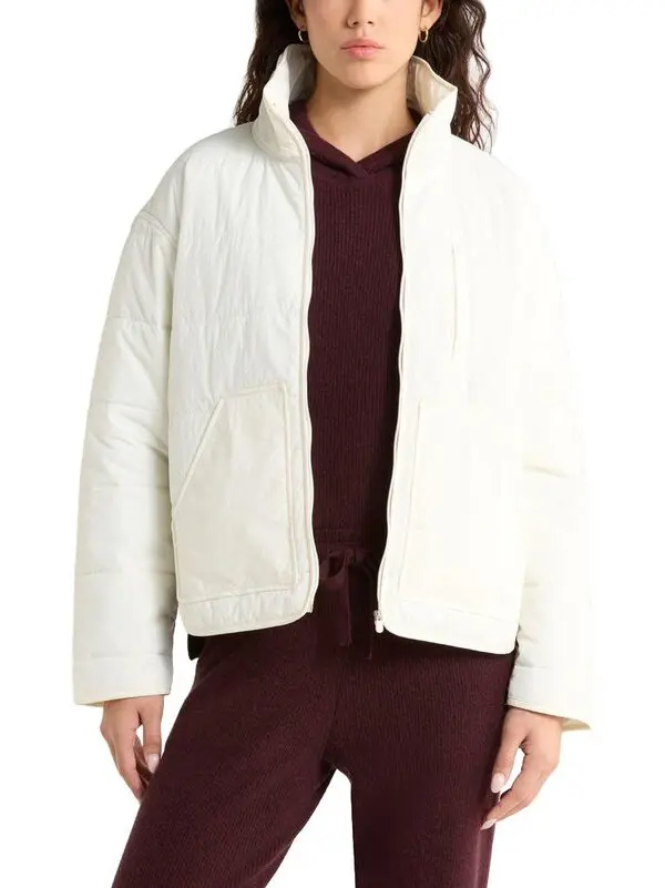 Zella Quilted Packable Jacket - Ivory Egret