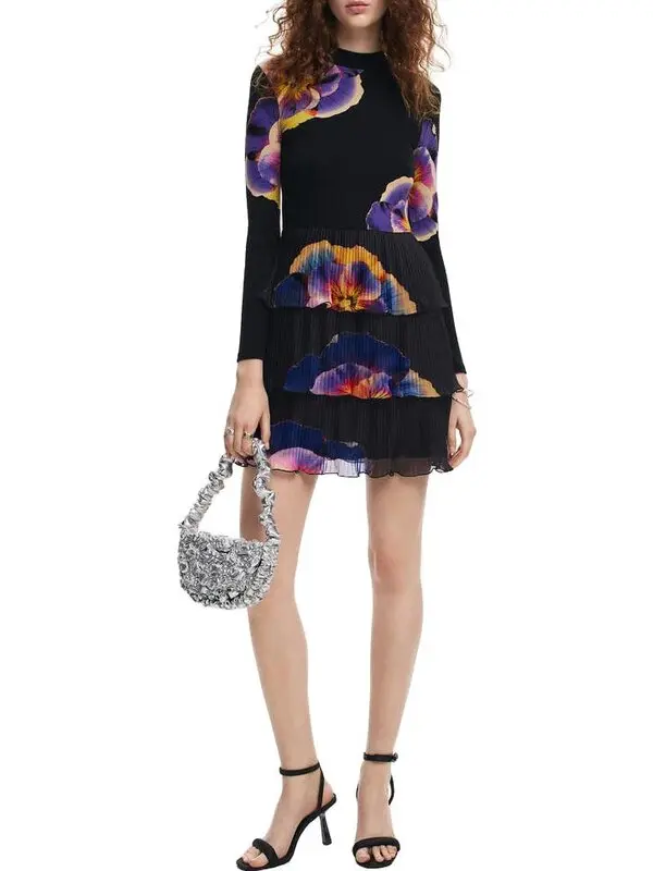 Desigual X Lacroix Ribbed Mixed Media Minidress - Black