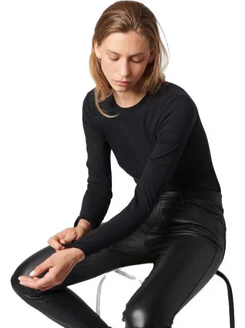 Majestic Filatures Cotton Silk Touch Long Sleeve T-shirt - Noir