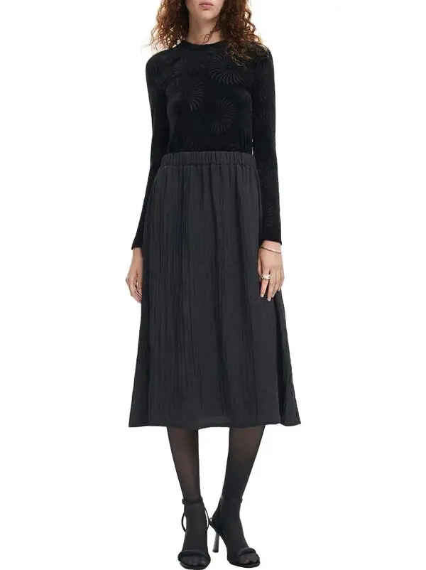 Desigual Chicago Long Sleeve Mixed Media Dress - Black