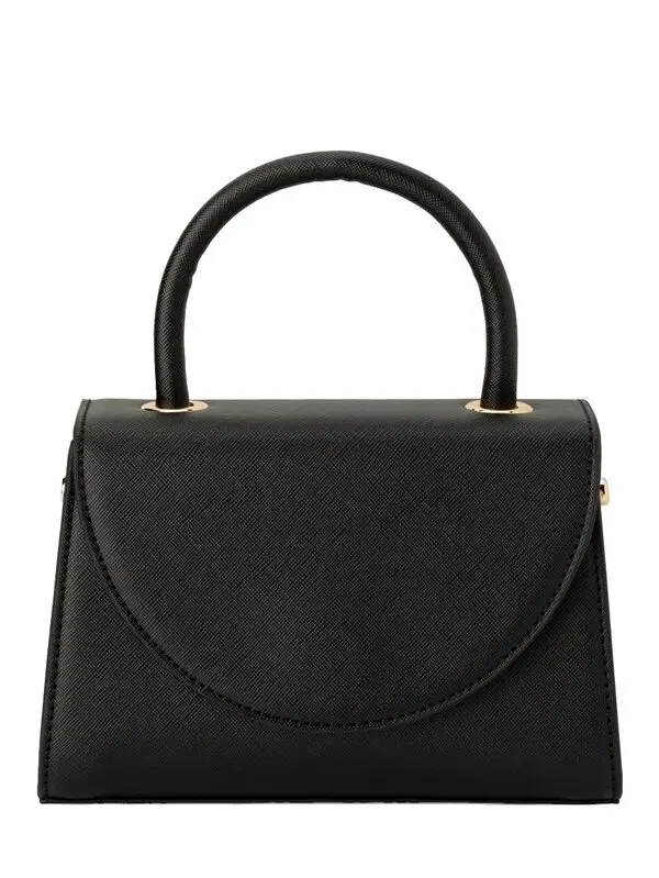 OLGA BERG Sasha Faux Leather Top Handle Bag - Black