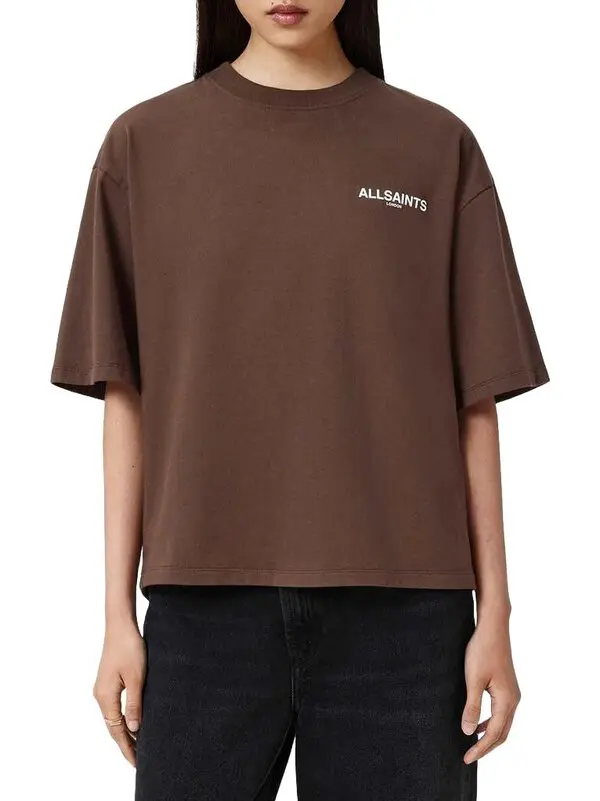 ALLSAINTS Guardian Amelie Oversize Graphic T-shirt - Bitter Brown