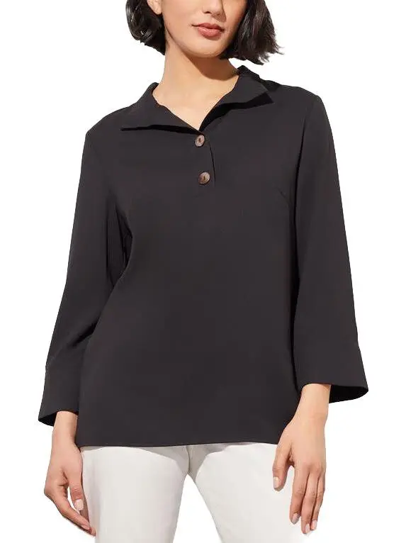 Ming Wang Heritage Fit Crêpe De Chine Top - Black