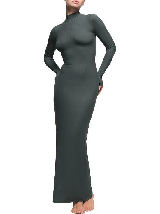 SKIMS Soft Lounge Mock Neck Maxi Dress - Deep Sea