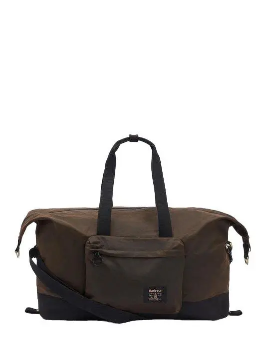 Barbour Field Water Resistant Waxed Cotton Duffle Bag - Olive/black