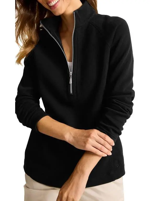 Tommy Bahama Stretch Cotton Half Zip Pullover - Black