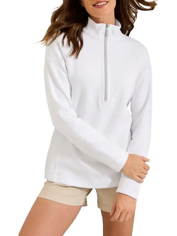 Tommy Bahama Stretch Cotton Half Zip Pullover - White