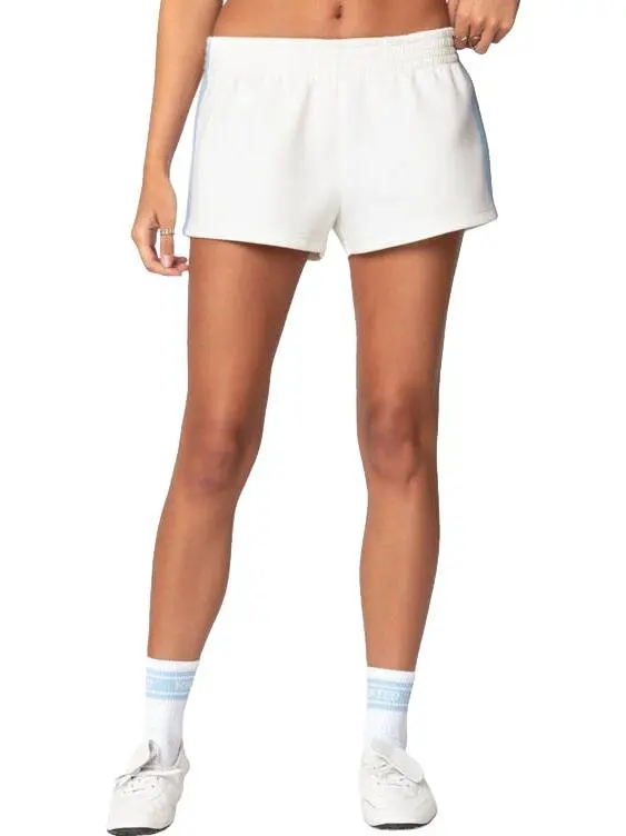 EDIKTED Izzie Side Stripe Low-rise Shorts - Cream
