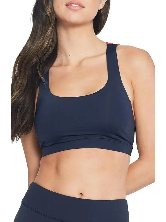 L'ETOILE SPORT Sports Bra - Navy W/ Red Trim