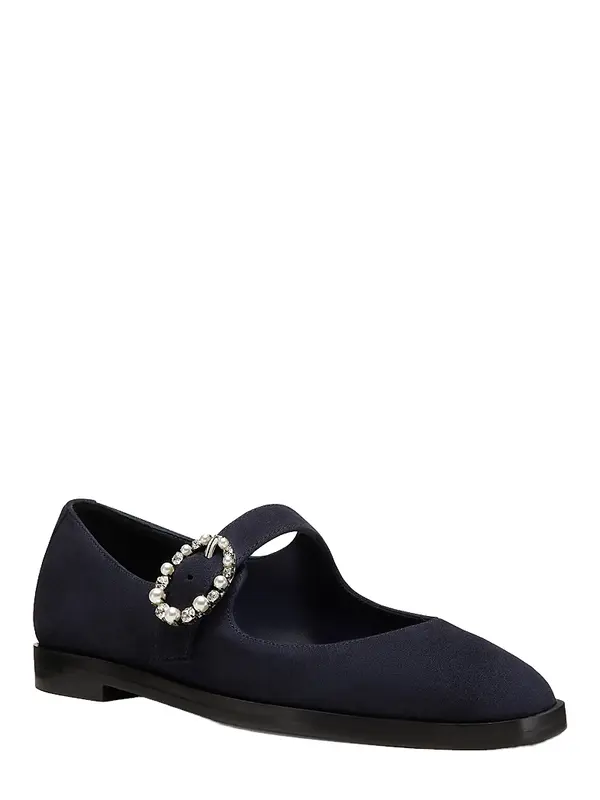 STUART WEITZMAN Loralei Mary Jane Flats - Marine Blue
