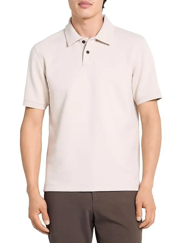 Theory Delroy Double Pique Regular Fit Polo Shirt - Silverstone