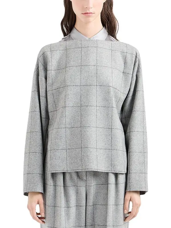 Emporio Armani Wool Flannel Trousers With Tattersall Checks - Light Grey