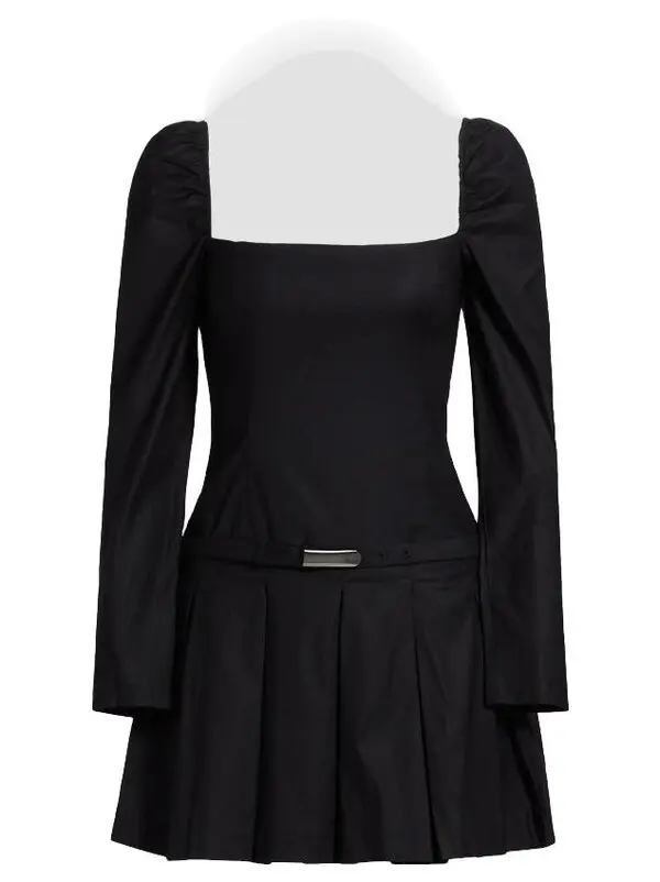 REFORMATION Luella Poplin Square-neck Minidress - Black