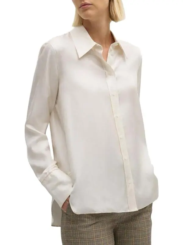ARGENT Button-down Silk Twill Blouse - Ivory
