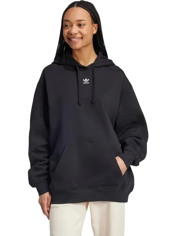 Adidas Essentials Oversized Fleece Hoodie - Black