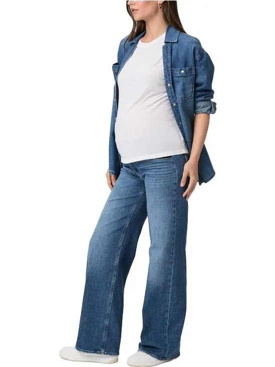 Paige Sasha Maternity Wide Leg Jeans - Denim