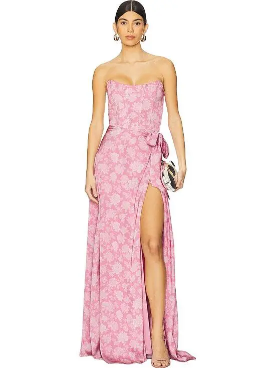 V. CHAPMAN Cecilia Floral Maxi Dress - Pink Peony Print