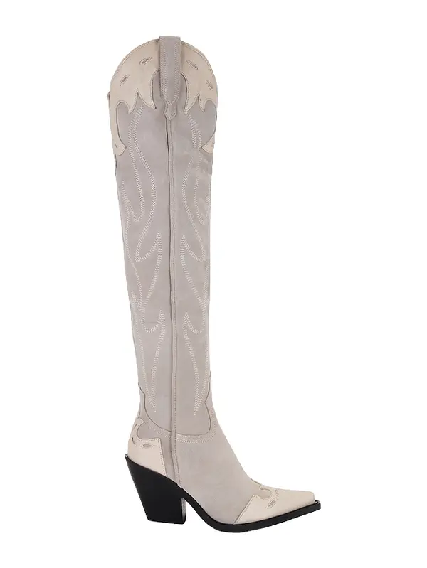 Free People Wild West Thigh High Boots - Dust Bunny