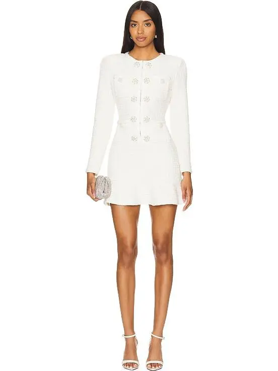 SELF-PORTRAIT Buttoned Knit Mini Dress - Cream