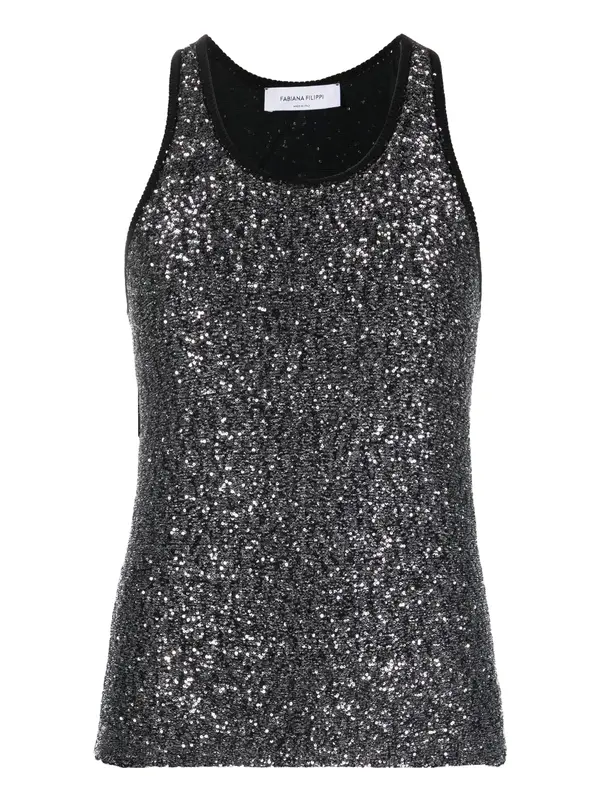 Fabiana Filippi Sequin Tank Top - Black