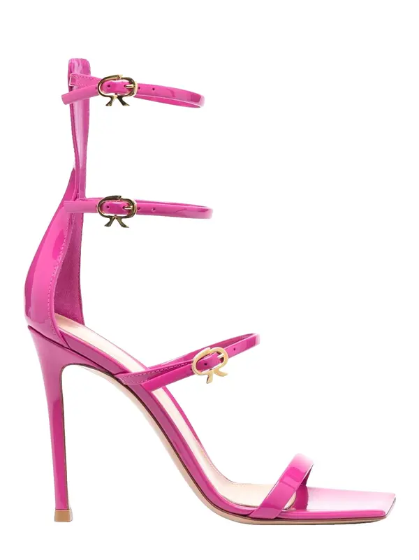 GIANVITO ROSSI Ribbon Uptown Patent High Heel Sandals - Fuchsia