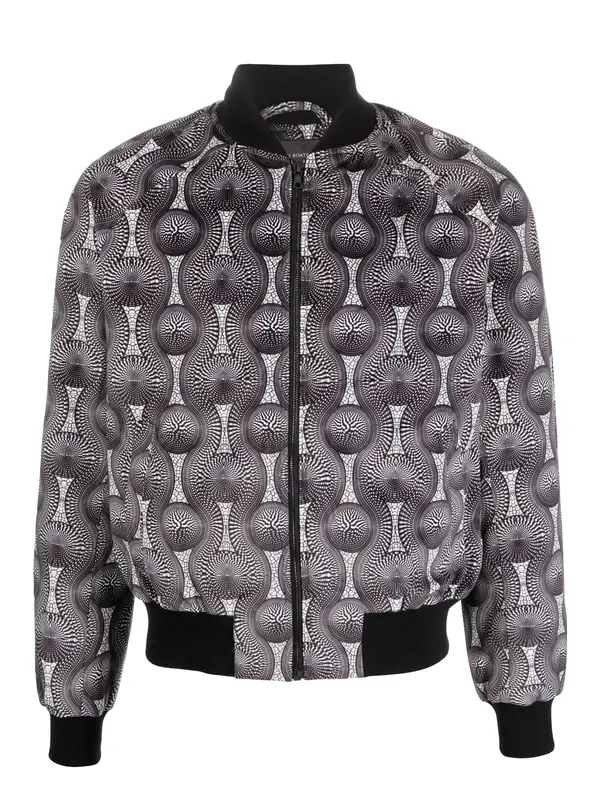 Ozwald Boateng Printed Velvet Bomber Jacket - Grey