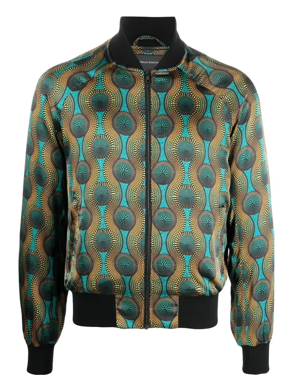 Ozwald Boateng Printed Silk Bomber Jacket - Orange