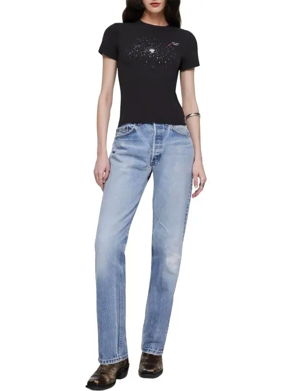 RE/DONE Rhinestone Embellished Cotton T-shirt - Black