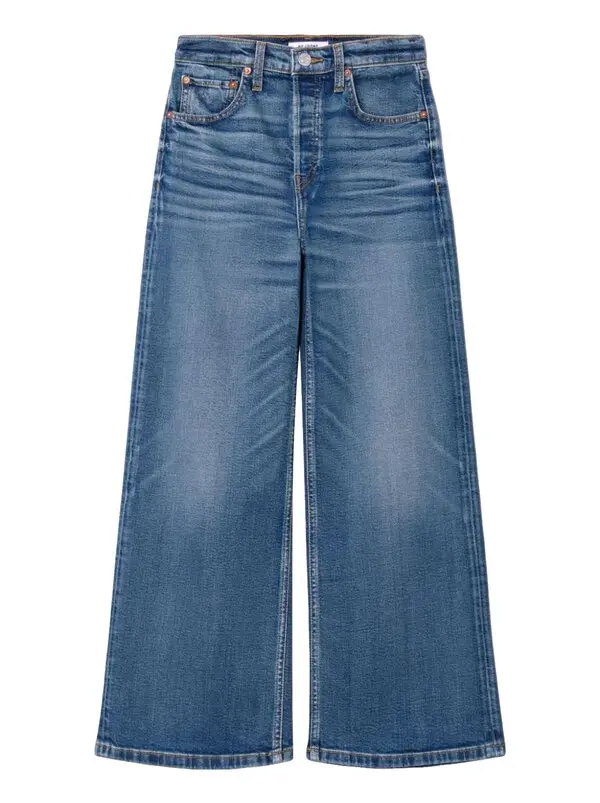 RE/DONE High-rise Wide-leg Cropped Jeans - Blue