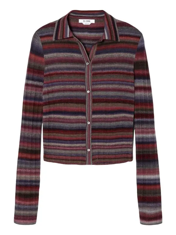 RE/DONE Ribbed Polo Cardigan - Red