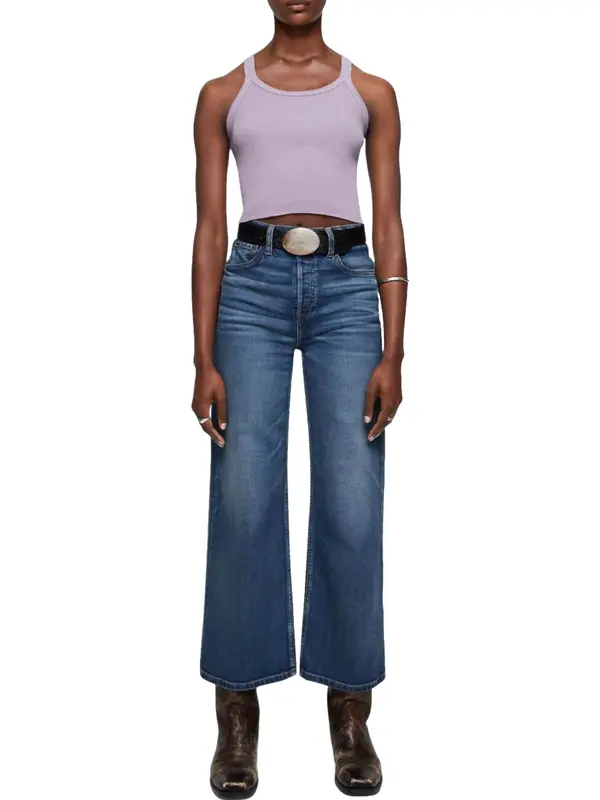 RE/DONE X Hanes Cropped Ribbed Tank Top - Purple