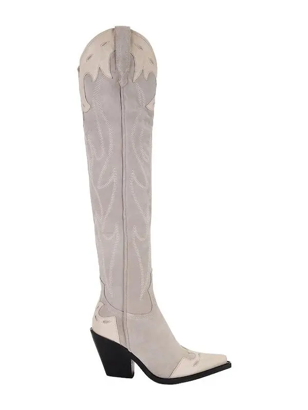 Free People Wild West Thigh High Boots - Light Grey