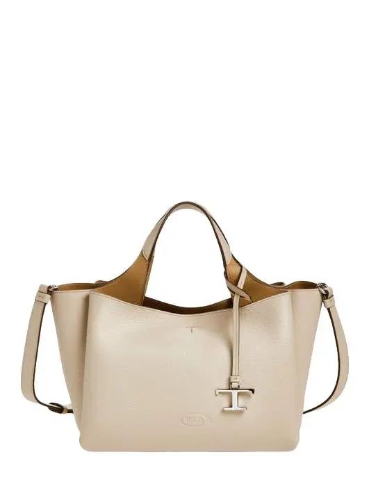 TOD'S Mini Leather Tote - Mastice/corda Med