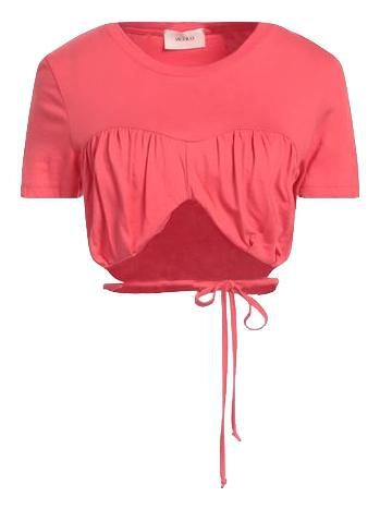 VICOLO Cotton Jersey Crop Top - Coral