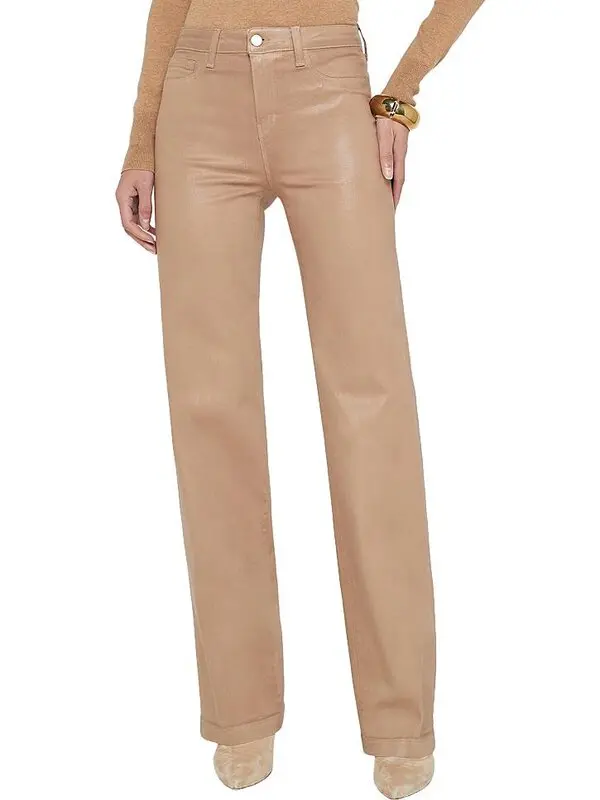 L'AGENCE Clayton High Rise Wide Leg Jeans - Cappuccino