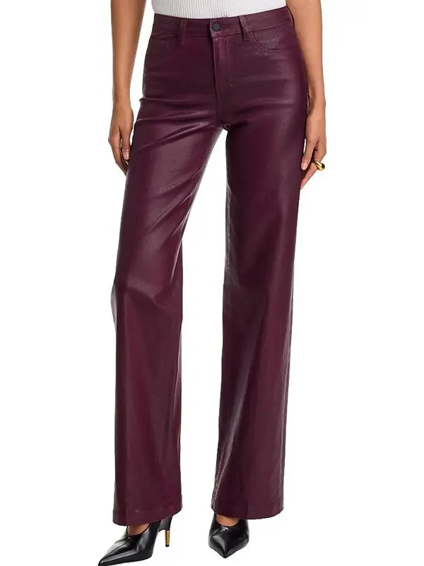 L'Agence Clayton High-rise Wide-leg Jeans - Deep Sangria Coated