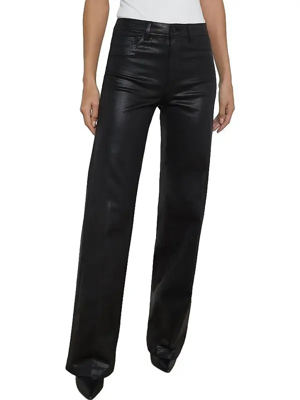 L'Agence Clayton High-rise Wide-leg Jeans - Noir Coated