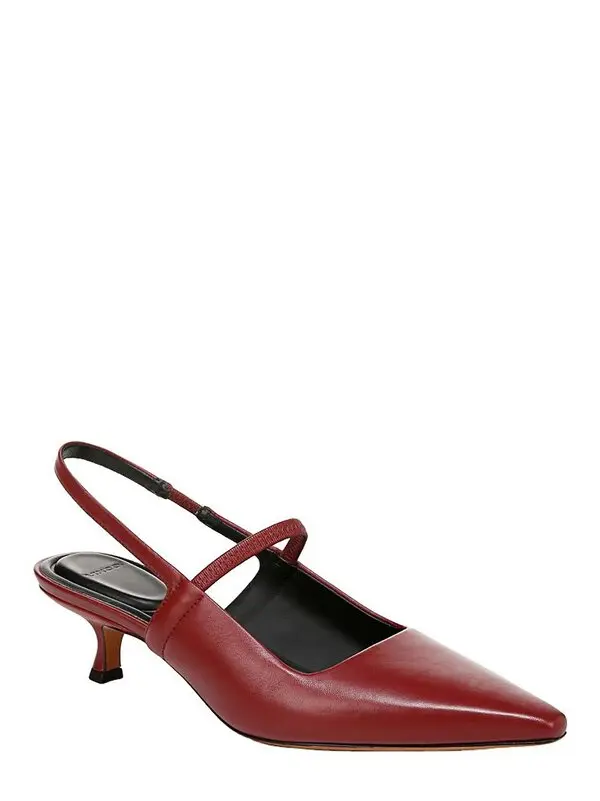 Vince Venice Kitten Heel Pumps - Crimson Red Leather