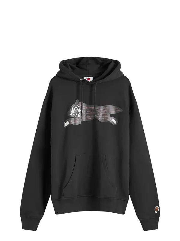 ICECREAM Woodgrain Running Dog Popover Hoodie - Black