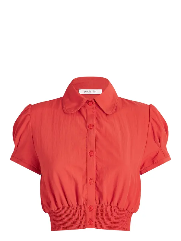 PEACHY DEN Deba Cropped Shirt - Tomato