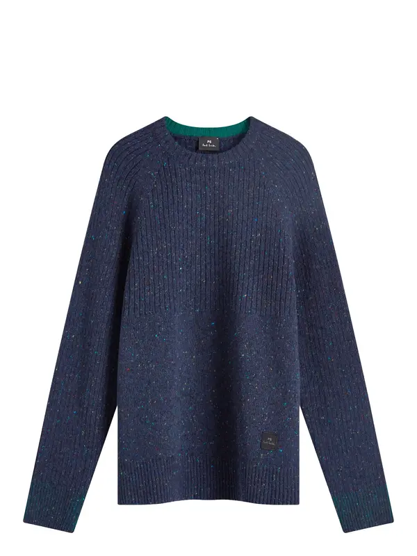 Paul Smith Ribbed Knit Crew - Blue